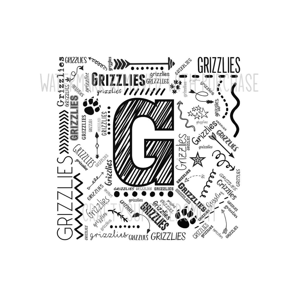 INSTANT Digital Download - GRIZZLIES - Svg Pdf Png Jpg - Includes 12 ...