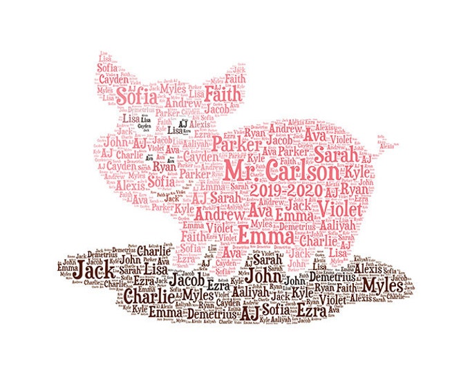 Digital PIG With Mud Farm Animal Word Cloud Art Wordle Makes | Etsy