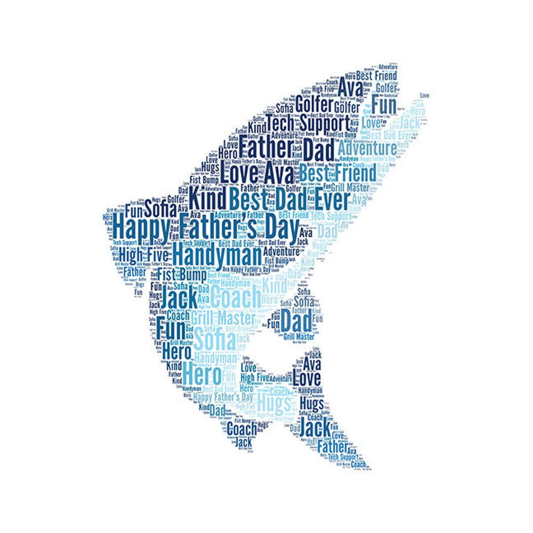 Digital FISH Word Cloud Art Wordle Makes a Great Father's Day Gift Add ...