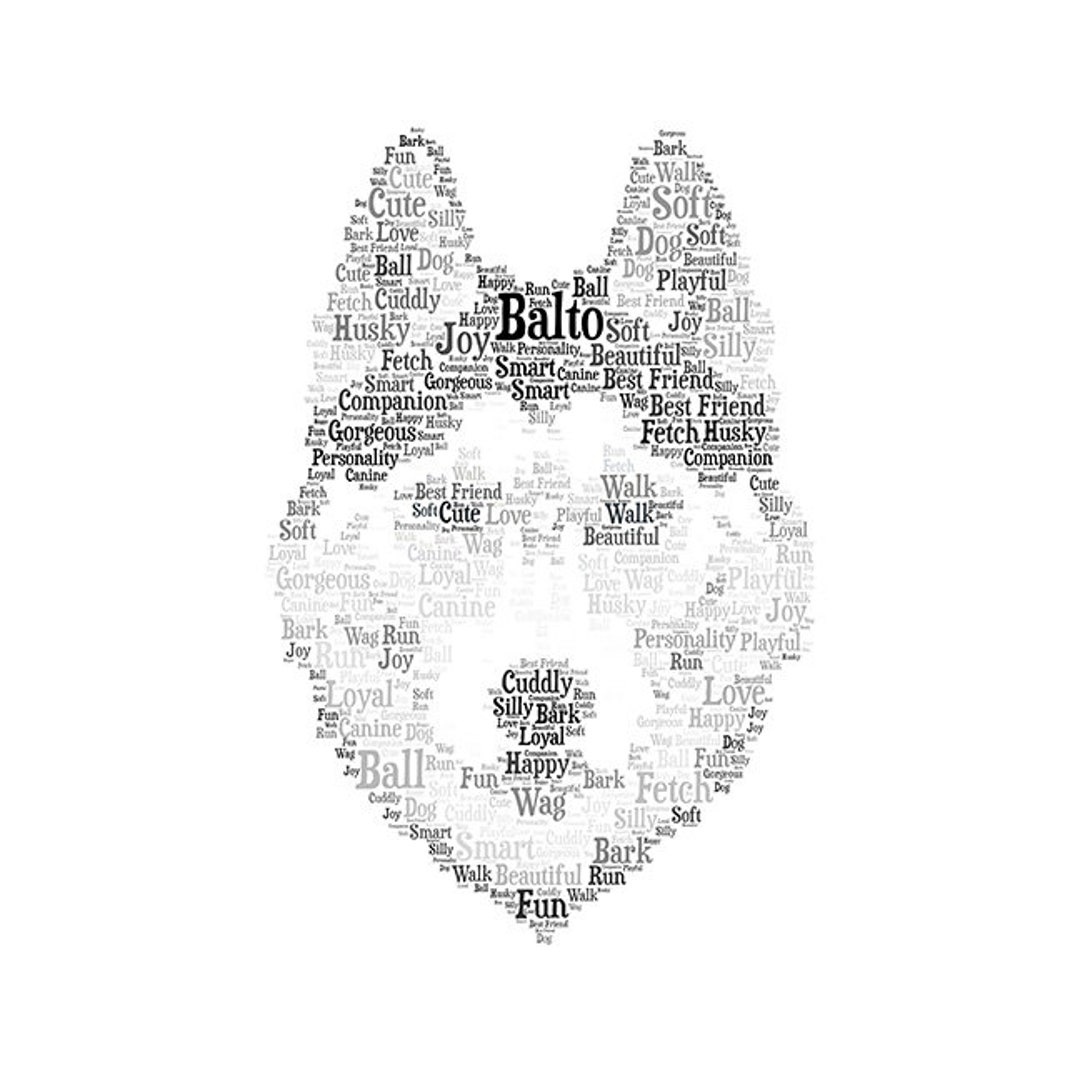 Digital Dog Husky - Word Cloud Art - Wordle - Makes a Great Gift - Add ...