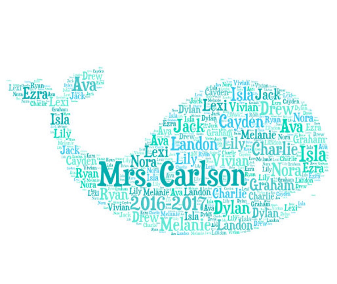 Digital WHALE Word Cloud Art Wordle - Makes Great Teacher Appreciation ...
