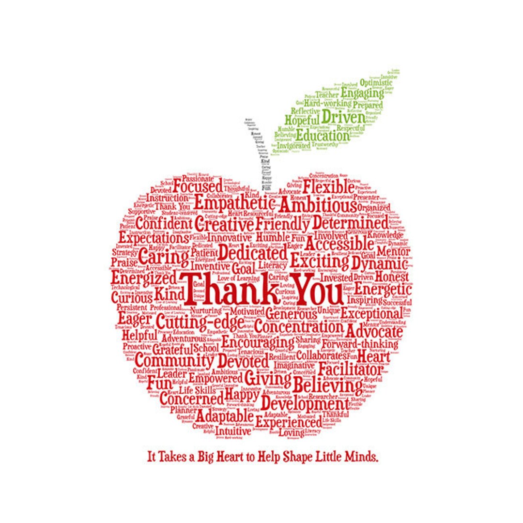 Digital APPLE Word Cloud Art Wordle - Makes a Great Teacher ...