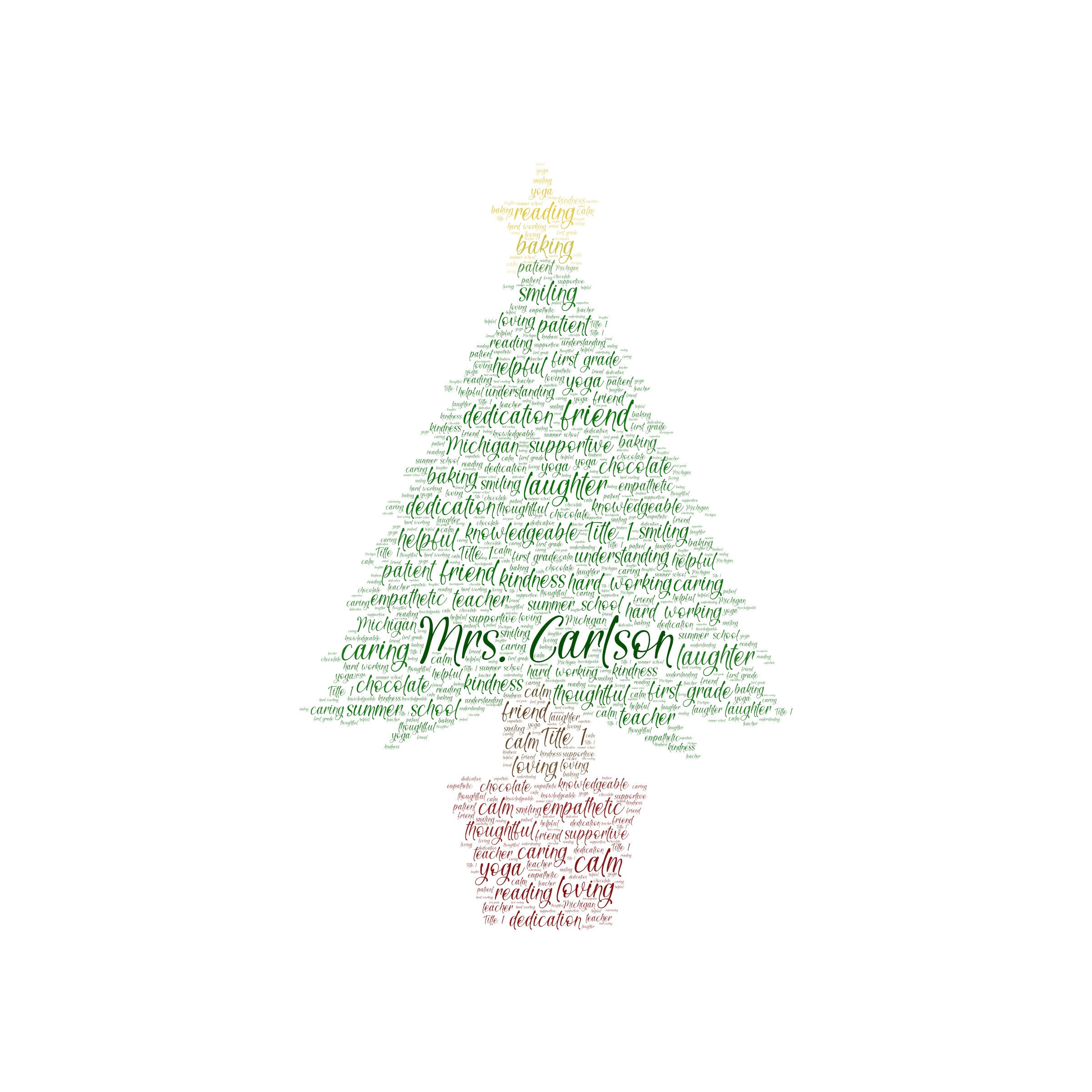 Digital Word Cloud Art Christmas Tree Great Teacher - Etsy