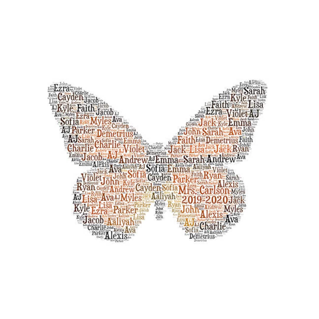 Digital MONARCH BUTTERFLY Word Cloud Art Wordle - Makes Great Teacher ...