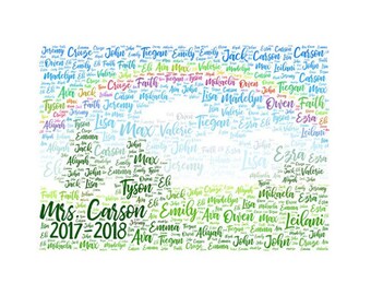 Digital Rainbow Tree Word Cloud Art Wordle Makes Great | Etsy