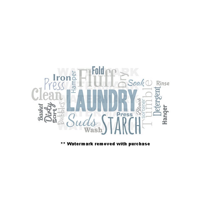 Customized Digital LAUNDRY ROOM Word Cloud Art Great - Etsy UK