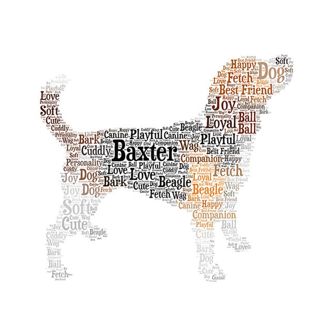 Digital Dog Beagle - Word Cloud Art - Wordle - Makes a Great Gift - Add ...