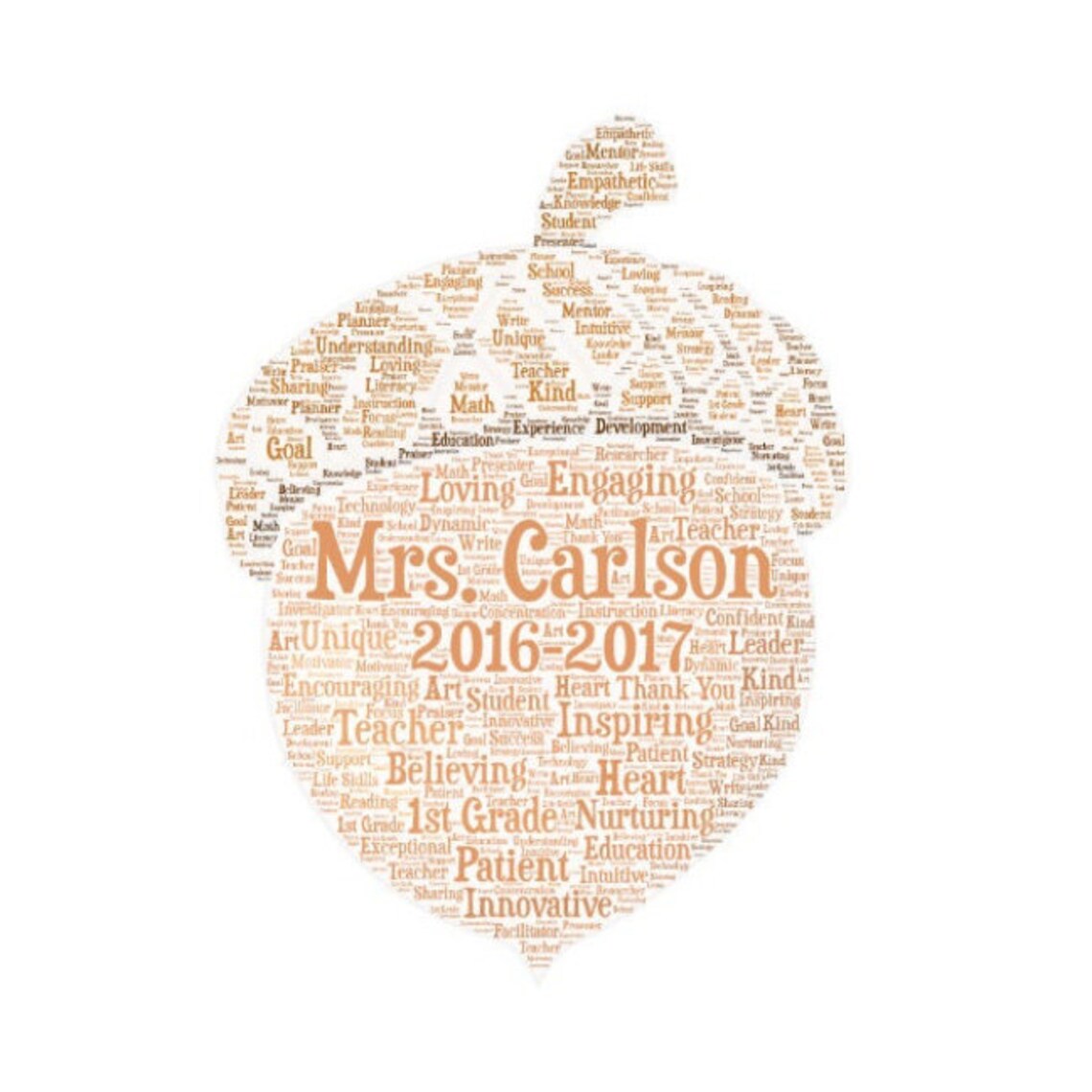 Digital ACORN Word Cloud Art - Makes a Great Teacher Appreciation Gift ...