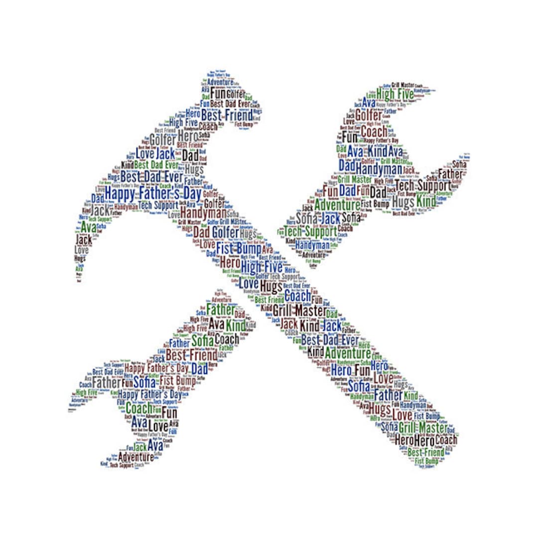 Digital HAMMER WRENCH Tools - Word Cloud Art - Wordle - Makes a Great ...