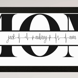 Custom Digital MOM Split Font With Children's Names / Heart Beat ...