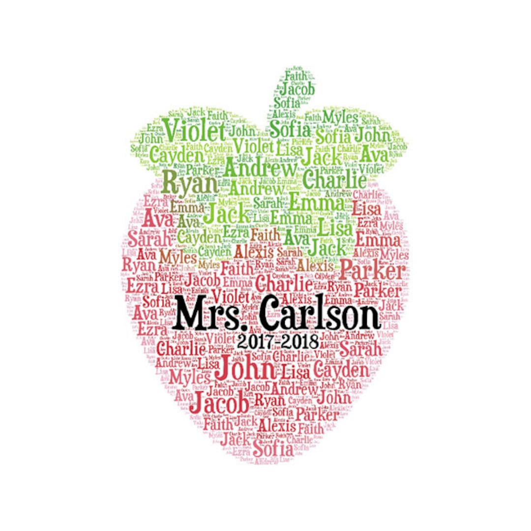 Digital Word Cloud Art Strawberry Makes Great Teacher Appreciation Gift ...