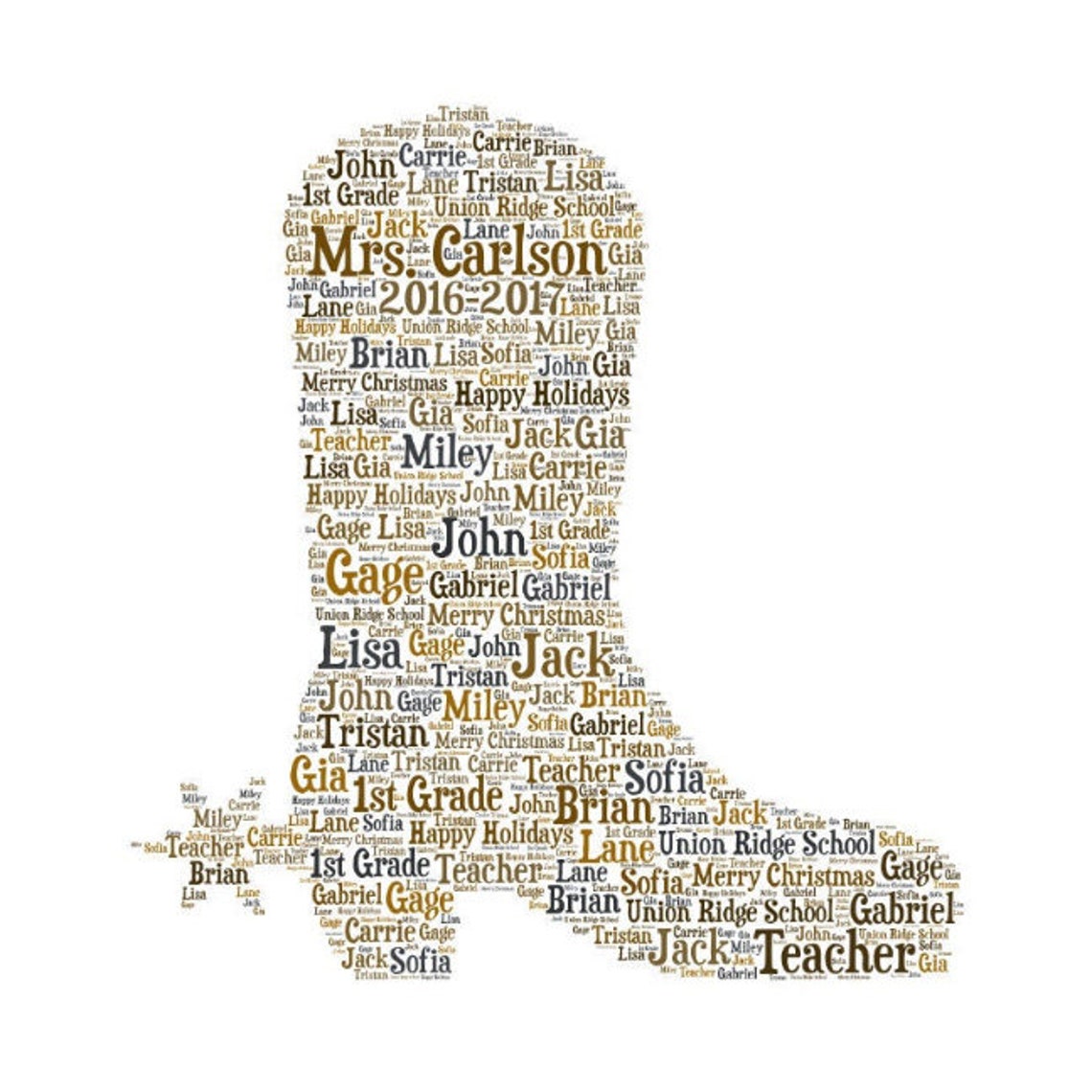 Digital Cowboy Boot Word Cloud Art Wordle Makes a Great - Etsy