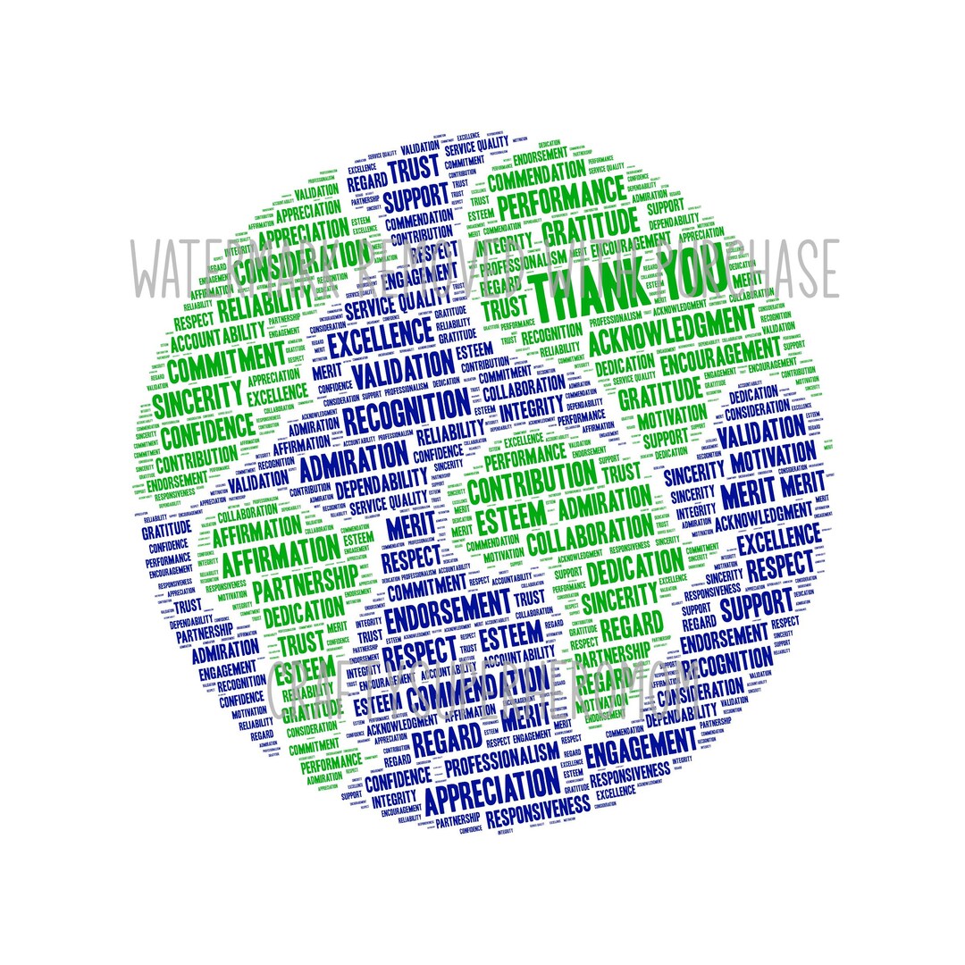 Instant Digital Download - THANK YOU GRATITUDE Earth Globe - Word Cloud ...