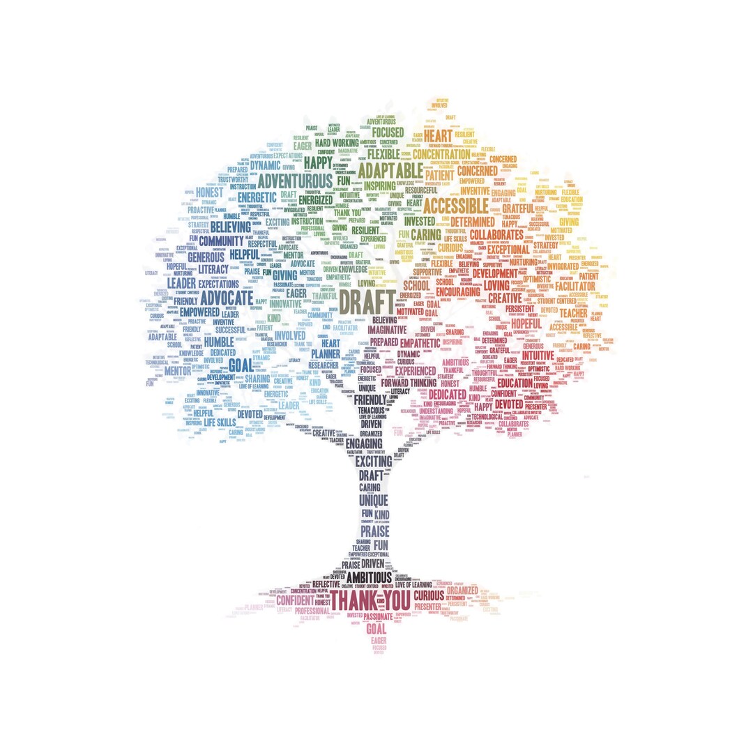 Digital Rainbow Tree Word Cloud Art Wordle - Makes Great Teacher ...