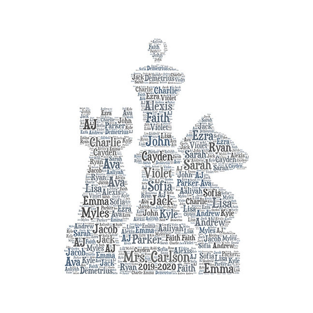 Digital CHESS Word Cloud Art Wordle Makes Great Teacher Appreciation ...