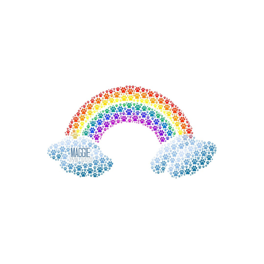 Digital Dog Rainbow Bridge Paw - Word Cloud Art - Wordle - Makes a ...