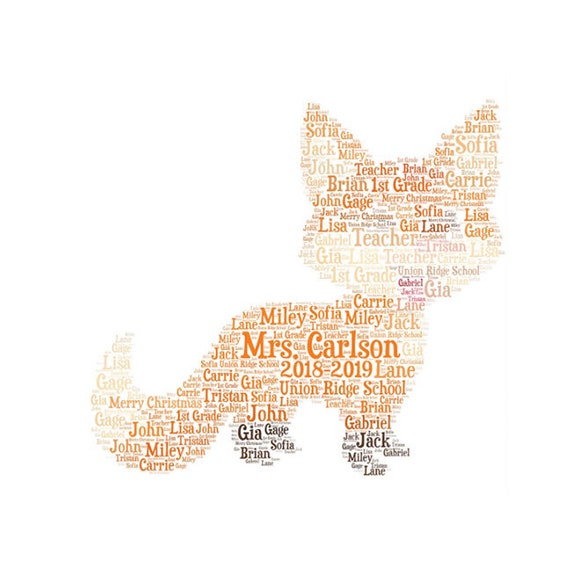 Digital FOX Word Cloud Art Wordle Makes a Great Teacher - Etsy