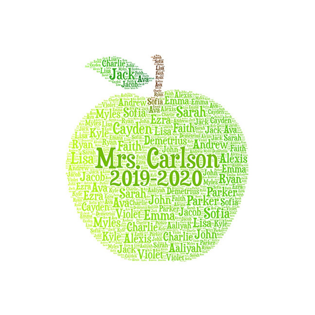 Digital APPLE Word Cloud Art Wordle - Makes a Great Teacher ...