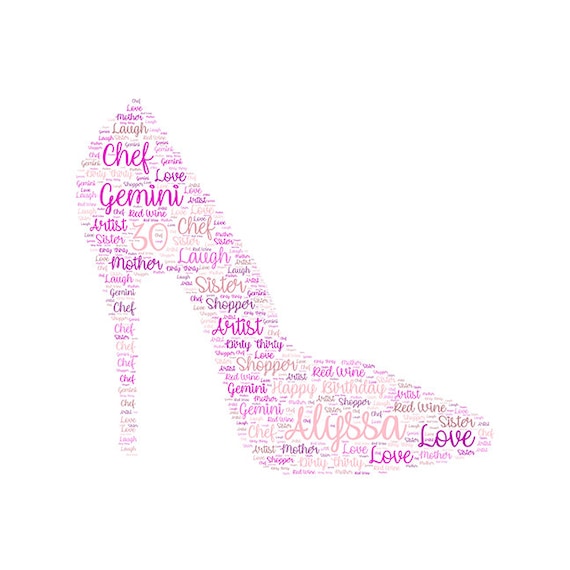 Digital Stiletto High Heel Word Cloud Art Makes a Great | Etsy