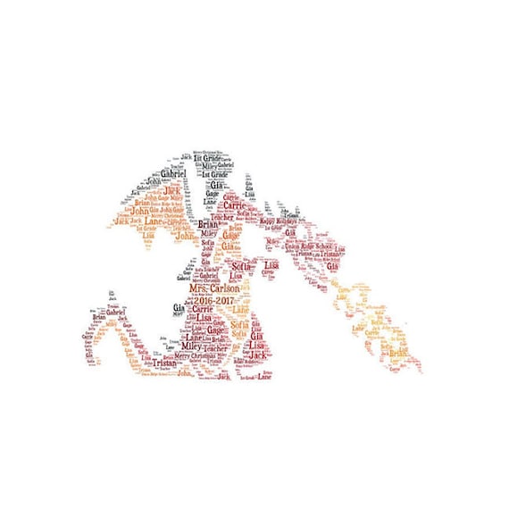 Digital DRAGON word cloud art wordle makes a great teacher | Etsy