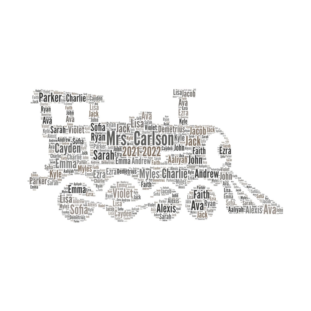 Digital TRAIN Word Cloud Art Makes Great Gift Birthday Teacher ...