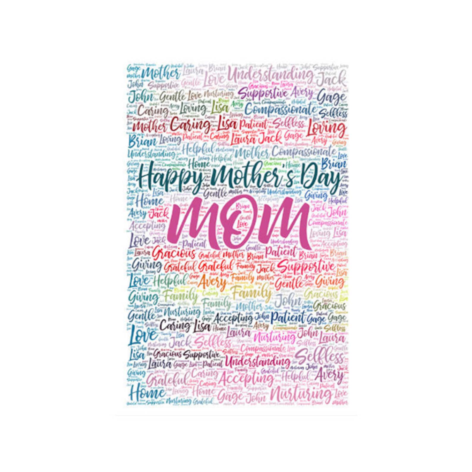 Digital Mother's Day Mom Word Cloud Art Wordle Makes a | Etsy