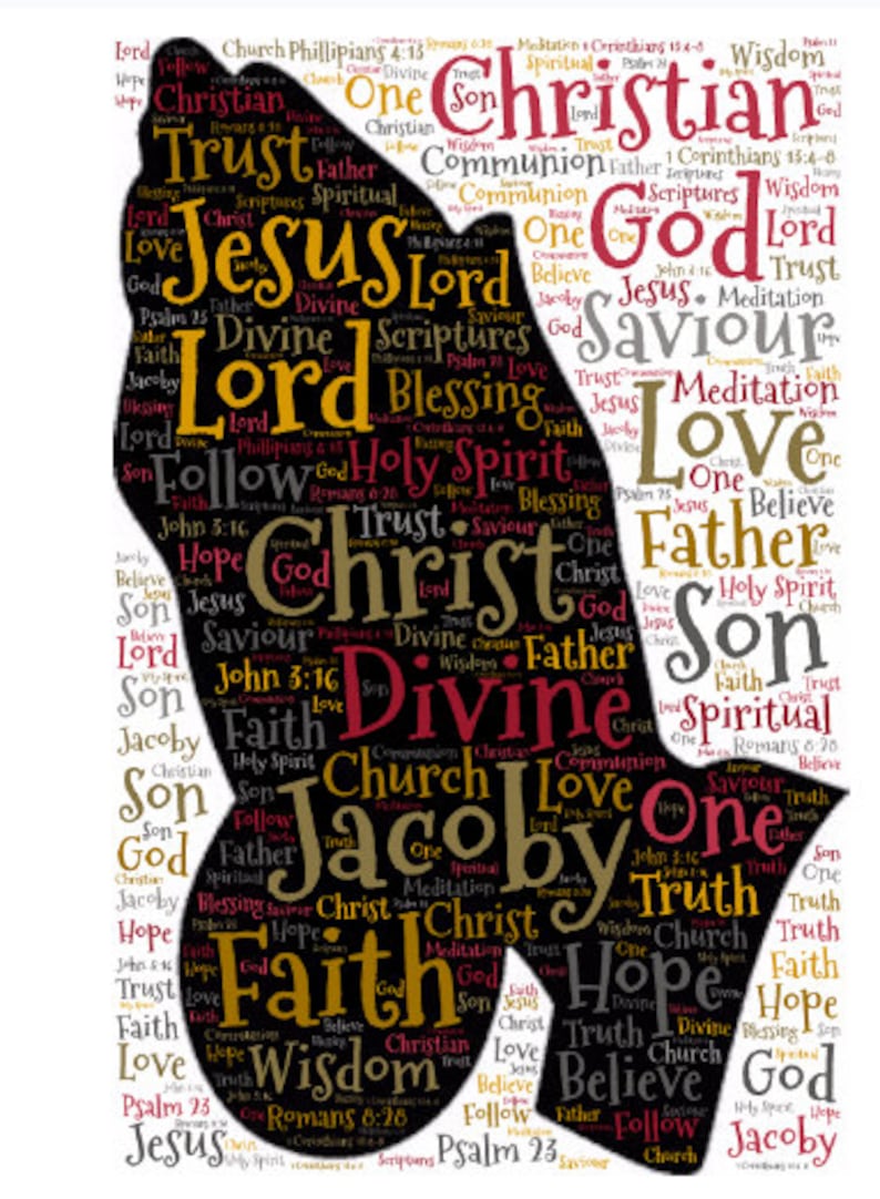 Digital Prayer word cloud art hands praying God Christ | Etsy
