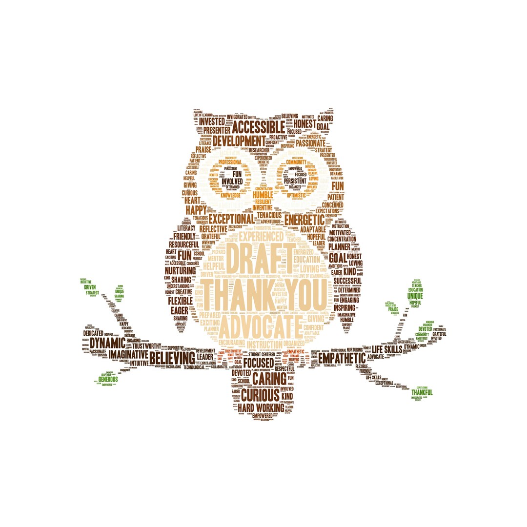 Digital OWL Word Cloud - Classroom Teacher Appreciation Gift - Add ...