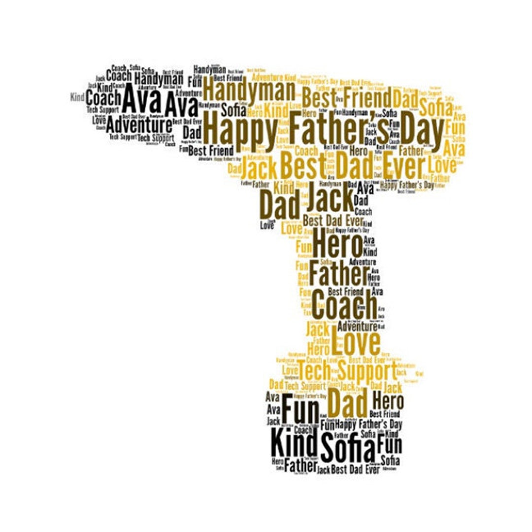 Digital Father's Day Word Cloud Art - Drill Tool - Makes Great Gift ...