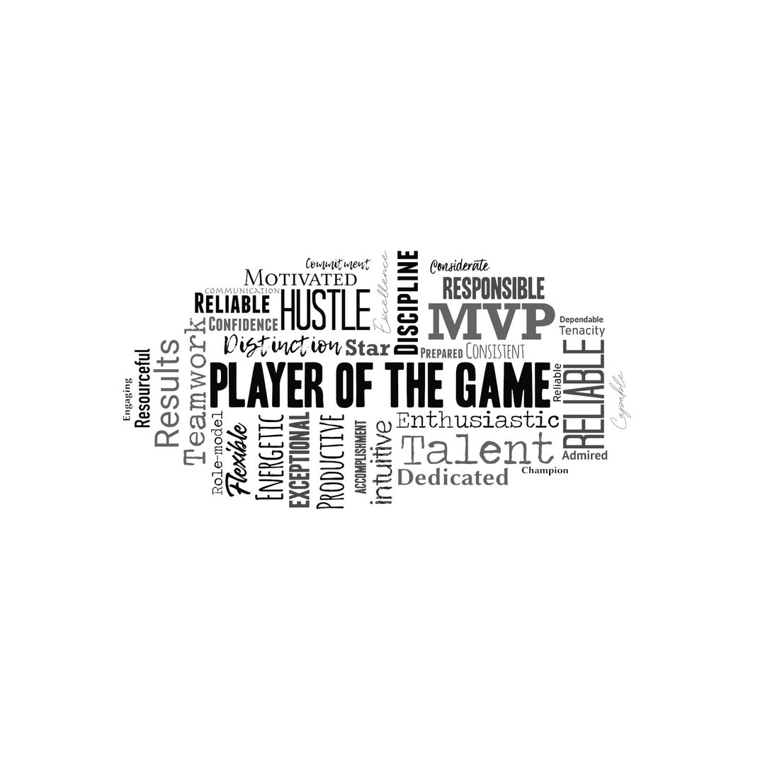 Personalized Digital Word Cloud Art - MVP Player of the Game ...