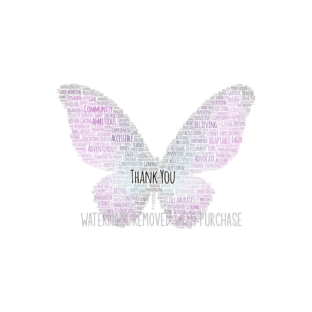 Digital BUTTERFLY Word Cloud Art Wordle - Makes Great Teacher ...