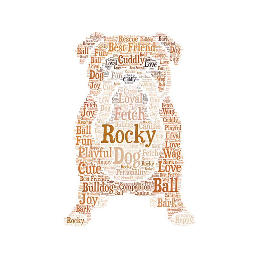 Digital Dog Bulldog - Word Cloud Art - Wordle - Makes a Great Gift ...