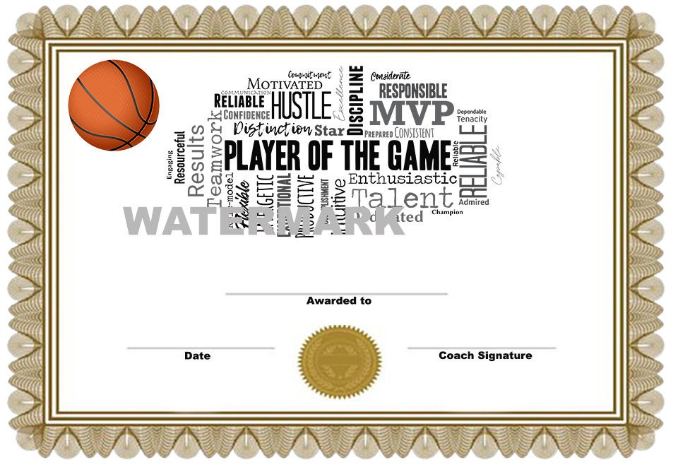 Basketball Mvp Certificate Template