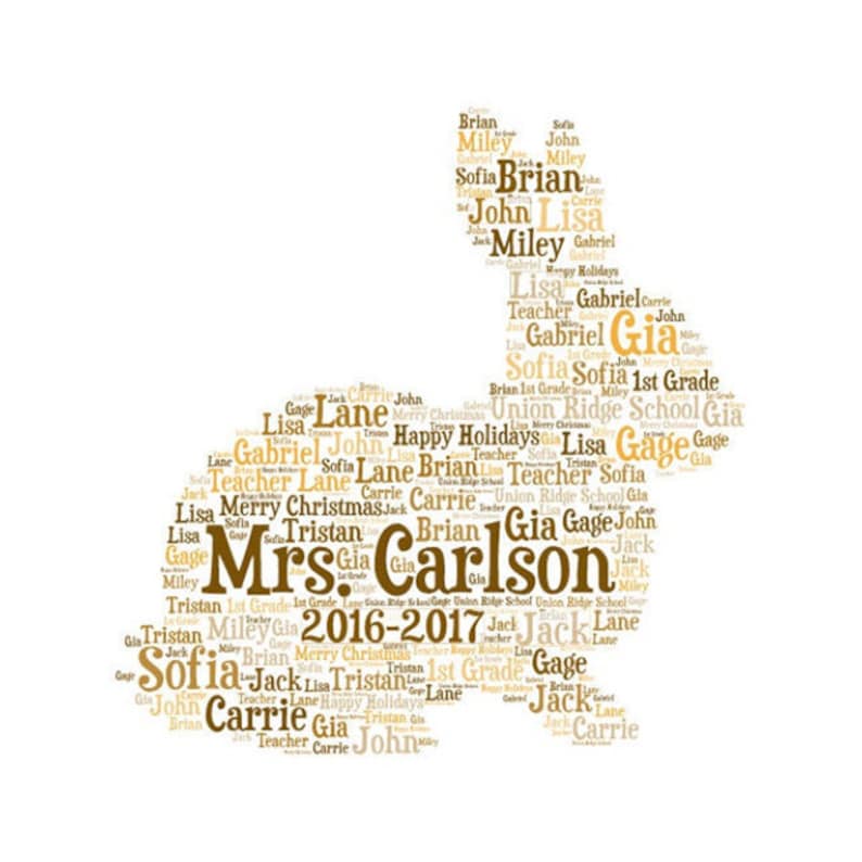 Digital RABBIT BUNNY Word Cloud Art - Makes a Great Teacher ...