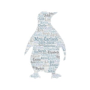 Digital PENGUIN Word Cloud Art - Great Teacher Appreciation Gift - Add ...