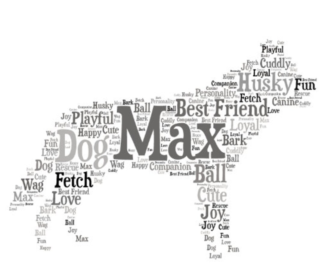 Digital Dog Husky - Word Cloud Art - Makes a Great Gift - Add Names ...