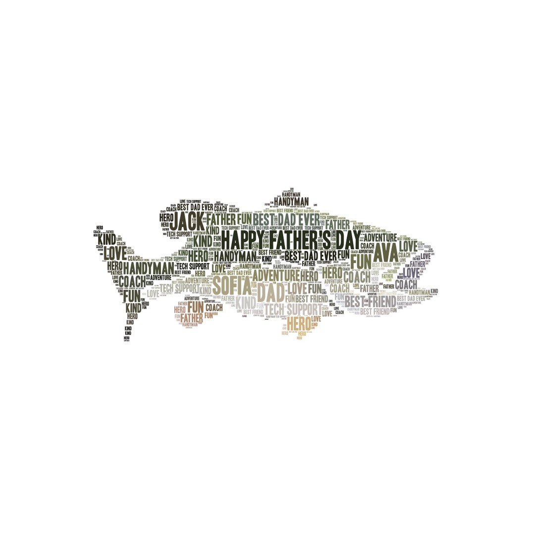 Digital FISH - Word Cloud Art - Makes a Great Father's Day Gift - Home ...