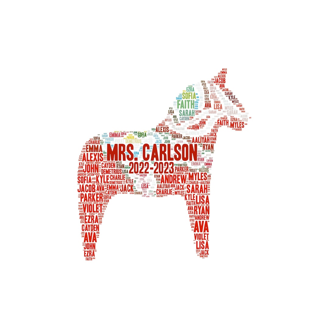 Dala Horse - Word Cloud Art - Wordle - Scandinavian - Makes a Great ...