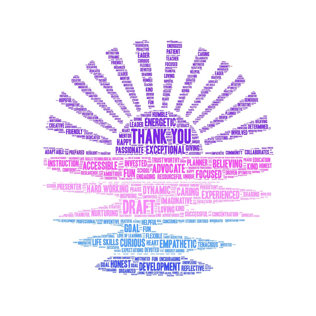 Digital SUNSET Word Cloud Art - Makes Great Teacher Appreciation ...