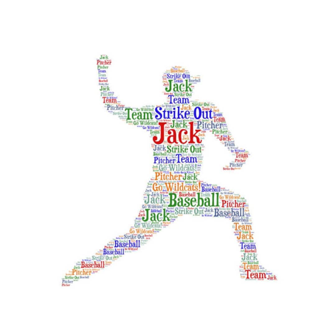 Digital BASEBALL Pitcher - Word Cloud Art - Makes a Great Gift - Add ...