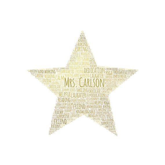 Digital STAR Word Cloud Art Wordle Makes a Great Gift | Etsy
