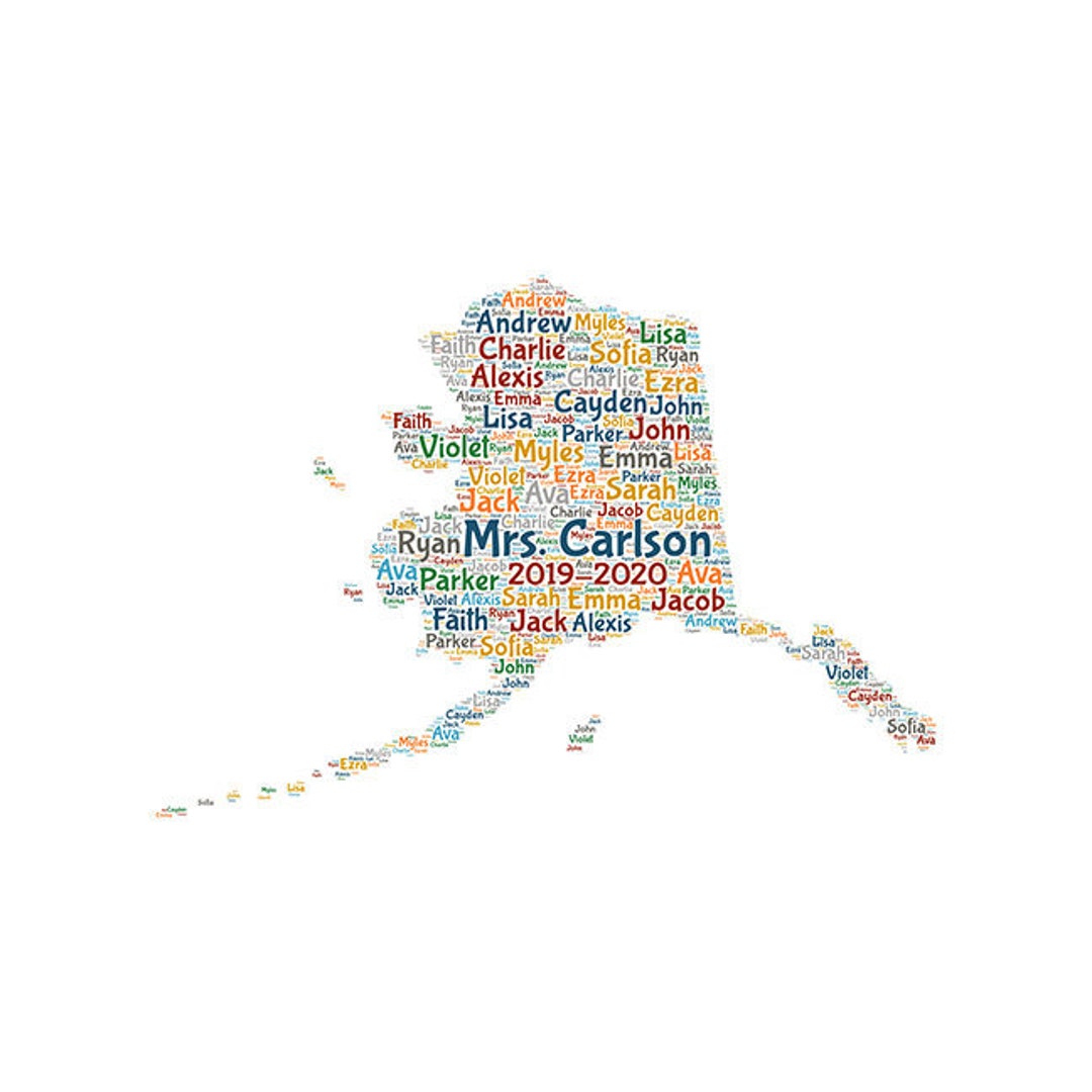 Alaska US STATE Digital Word Cloud Art Print Makes Great Gift Add Names ...