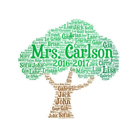 Digital TREE Word Cloud Art Wordle Makes a Great Teacher - Etsy UK