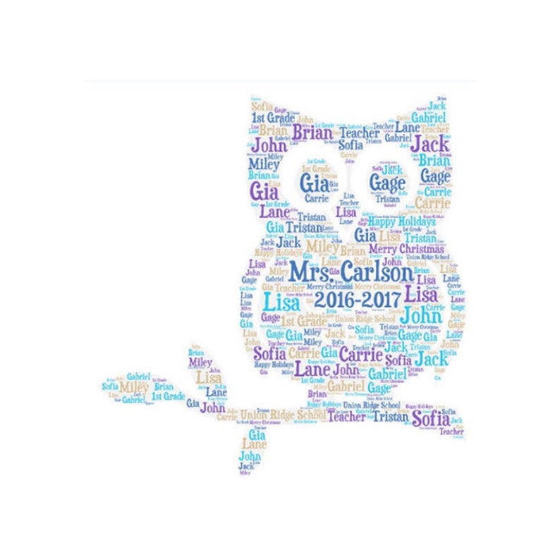 Digital OWL Word Cloud Art Wordle Makes a Great Teacher | Etsy