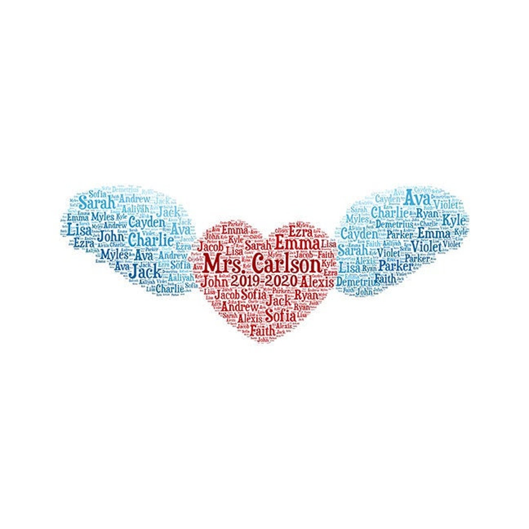 Digital Heart Wings Word Cloud Art Wordle - Makes a Great Teacher ...