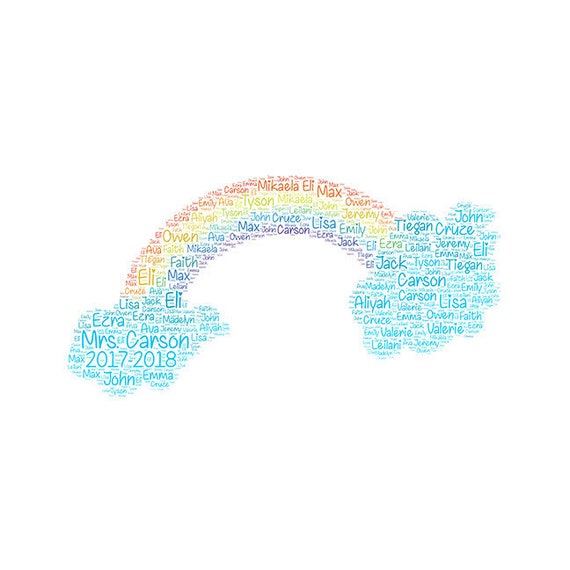 Digital Word Cloud Art Wordle RAINBOW Makes a Great Teacher - Etsy