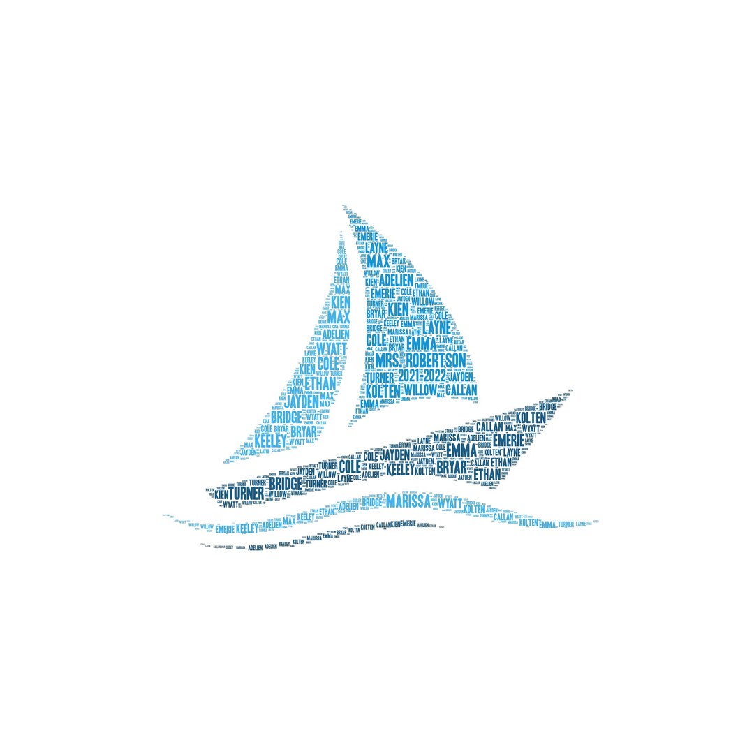 Digital SAILBOAT Ship Word Cloud Art Wordle - Makes a Great Teacher ...