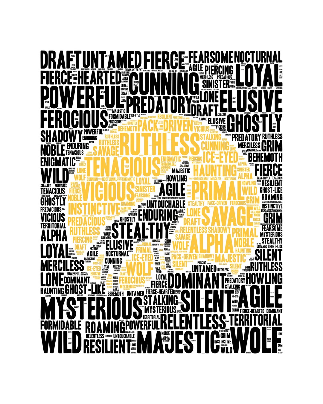 Digital WOLF MOON Word Cloud Art - Makes a Great Teacher Appreciation ...