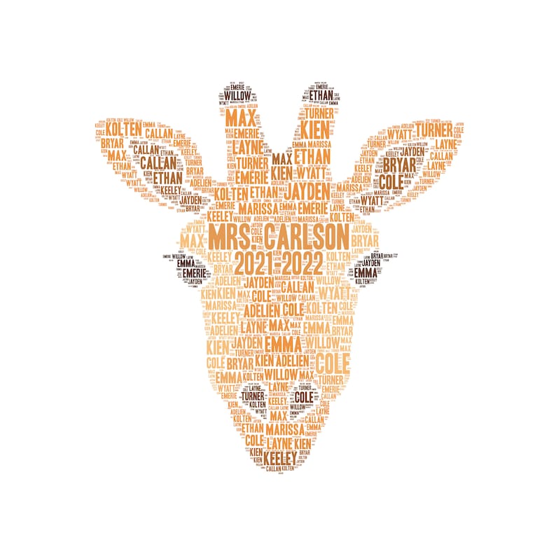 Digital GIRAFFE Word Cloud Art Wordle Makes Great Teacher - Etsy