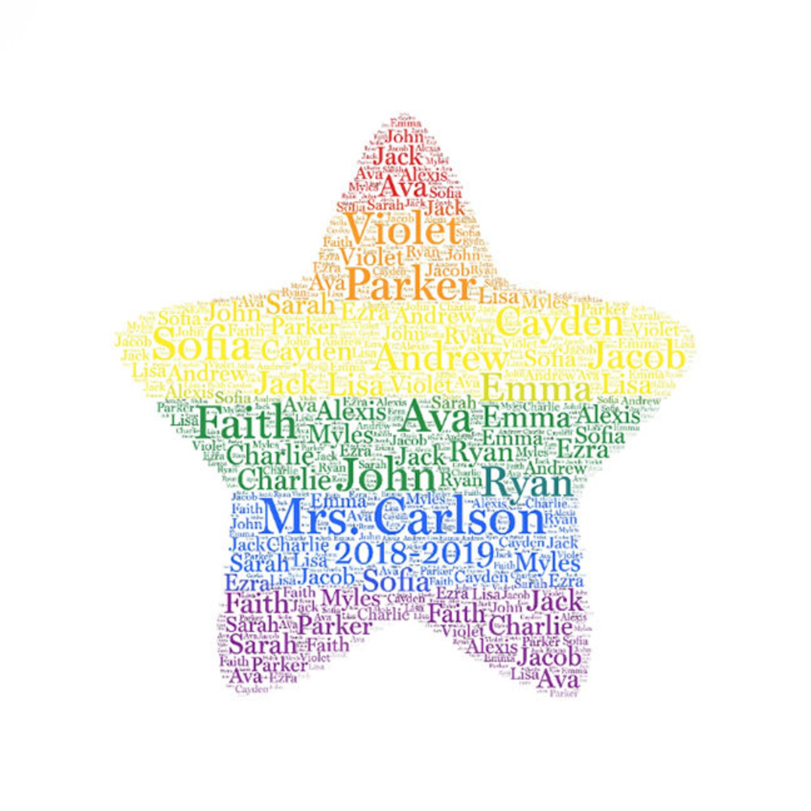 Digital Heart Star Word Cloud Art Wordle - Makes a Great Teacher ...